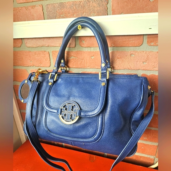 Tory Burch | Bags | Tory Burch Womens Blue Pebble Leather Amanda Bag ...